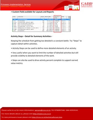 Oracle Primavera P6 PRO R8 Tips & tricks | PDF