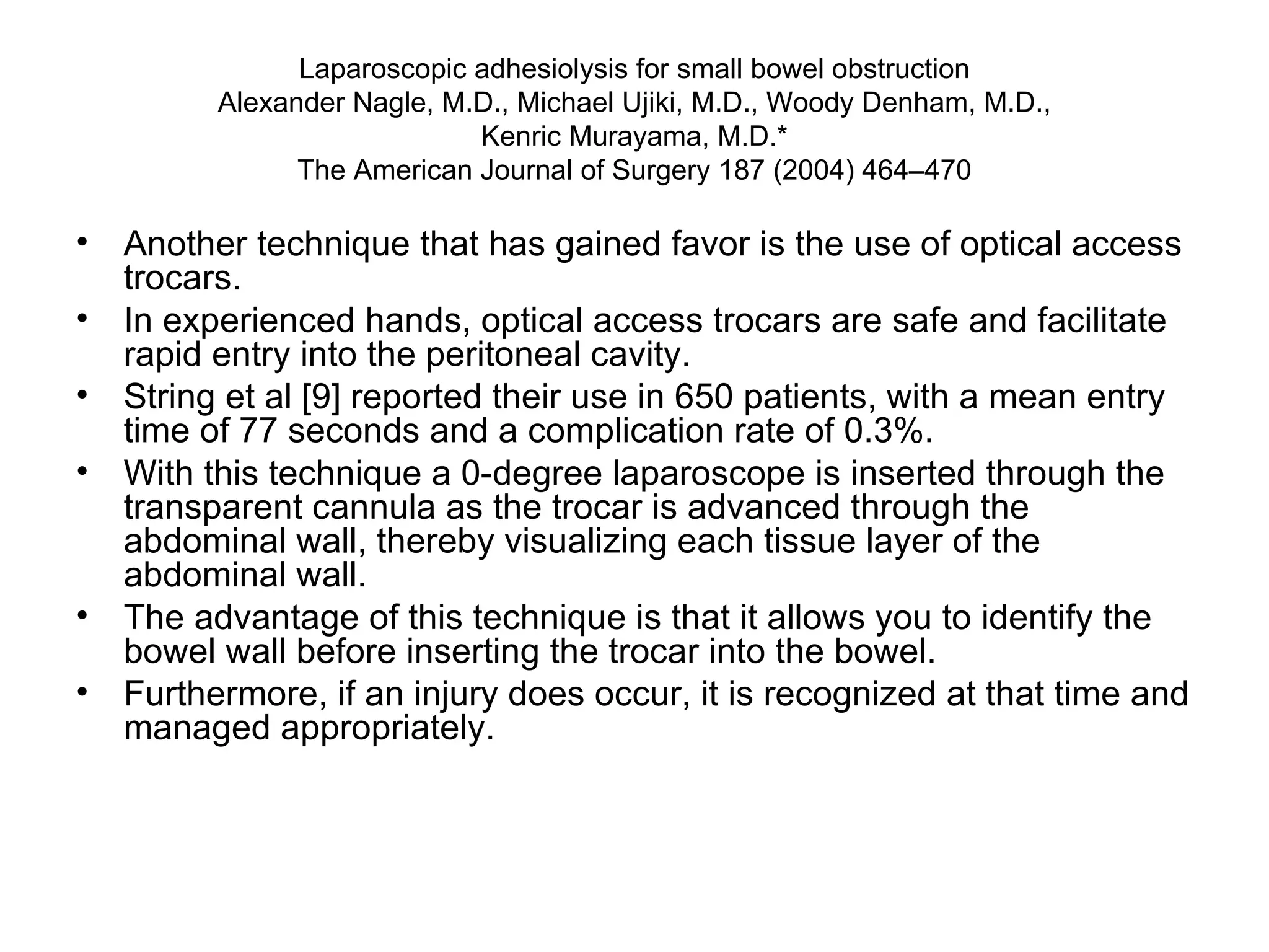 Tips & Tricks in Laparoscopic Adhesiolysis | PPT