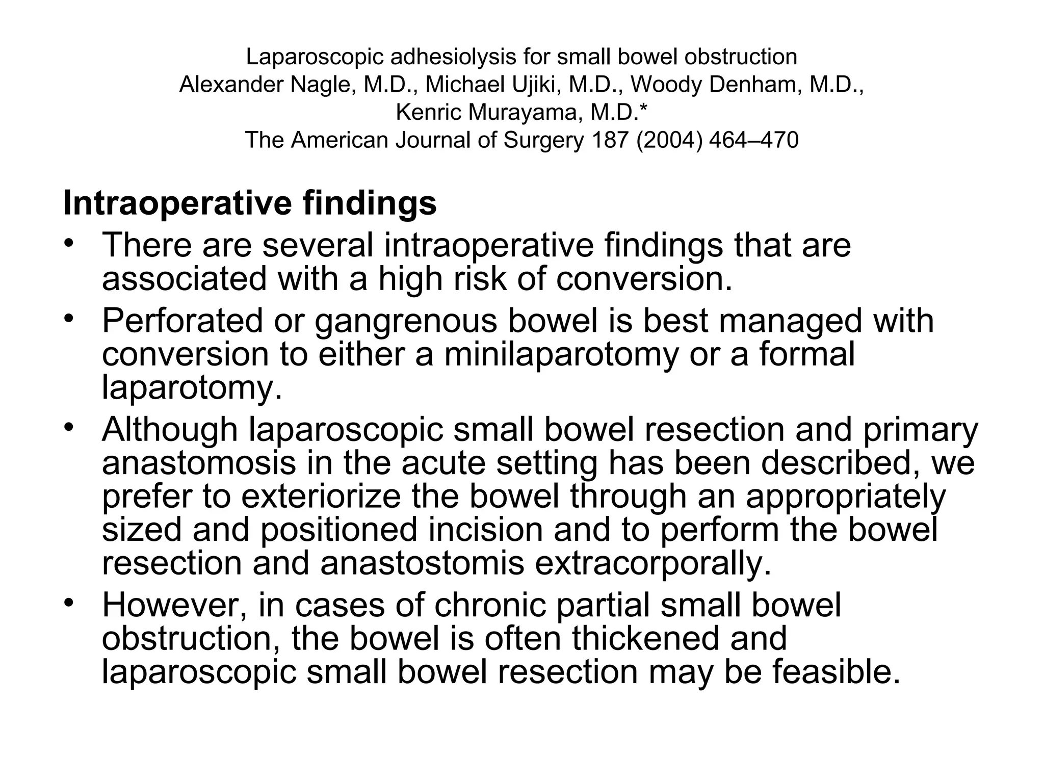 Tips & Tricks in Laparoscopic Adhesiolysis | PPT