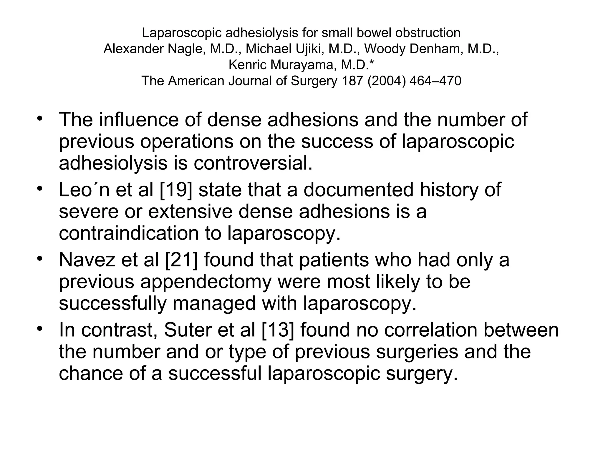 Tips & Tricks in Laparoscopic Adhesiolysis | PPT