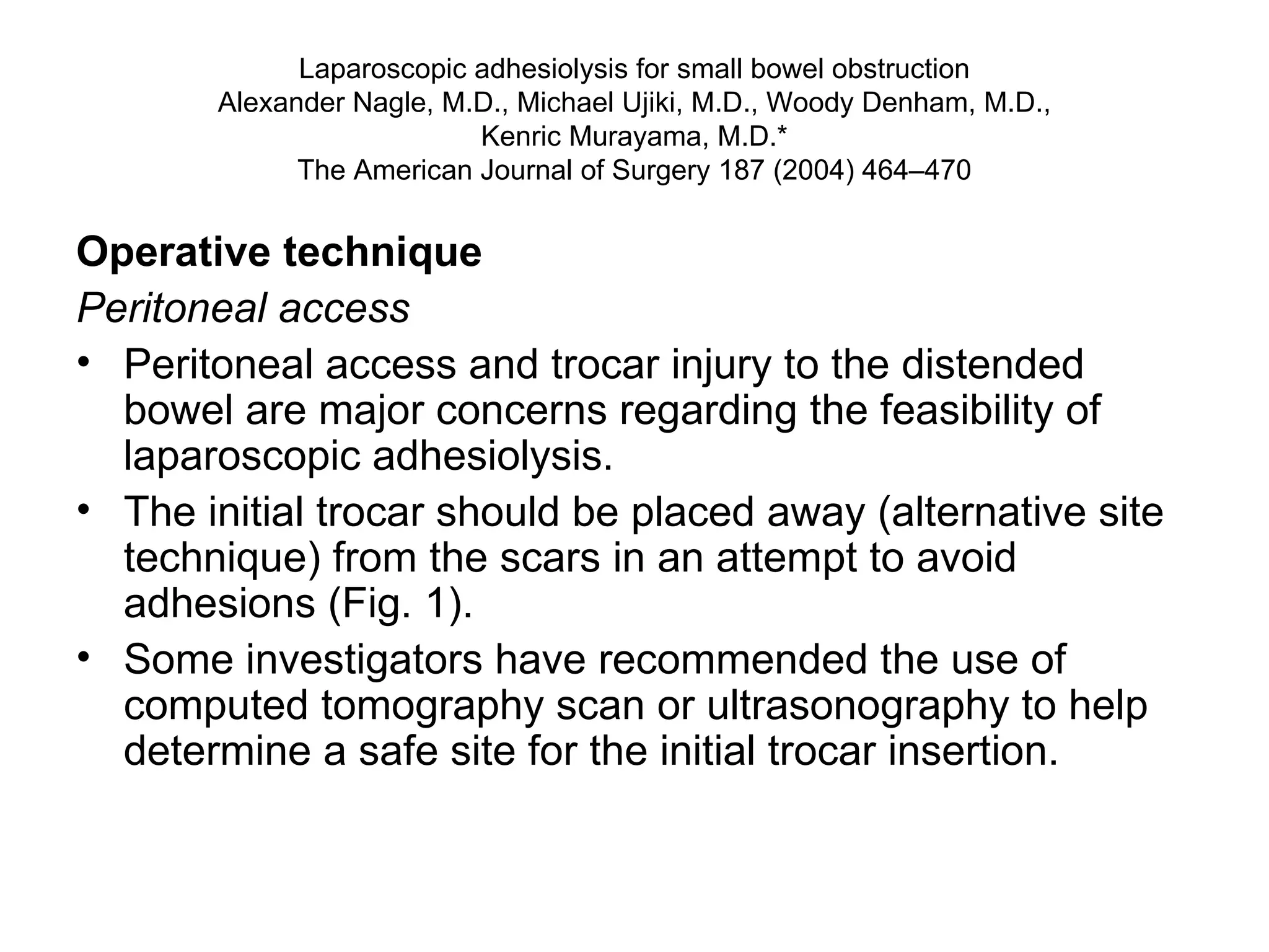 Tips & Tricks in Laparoscopic Adhesiolysis | PPT