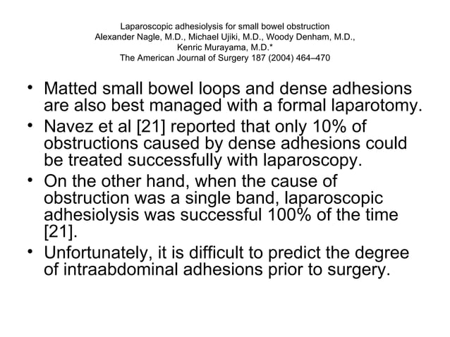 Tips & Tricks in Laparoscopic Adhesiolysis | PPT