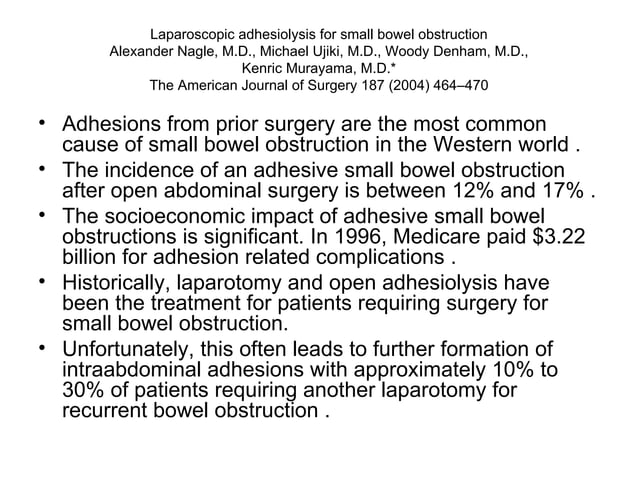 Tips & Tricks in Laparoscopic Adhesiolysis | PPT