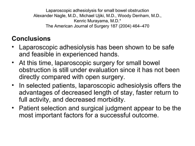 Tips & Tricks in Laparoscopic Adhesiolysis | PPT