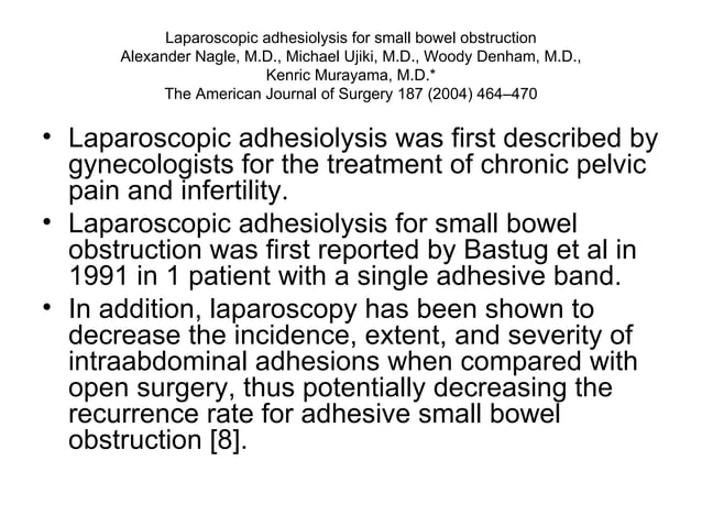 Tips & Tricks in Laparoscopic Adhesiolysis | PPT