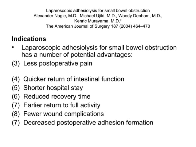 Tips & Tricks in Laparoscopic Adhesiolysis | PPT
