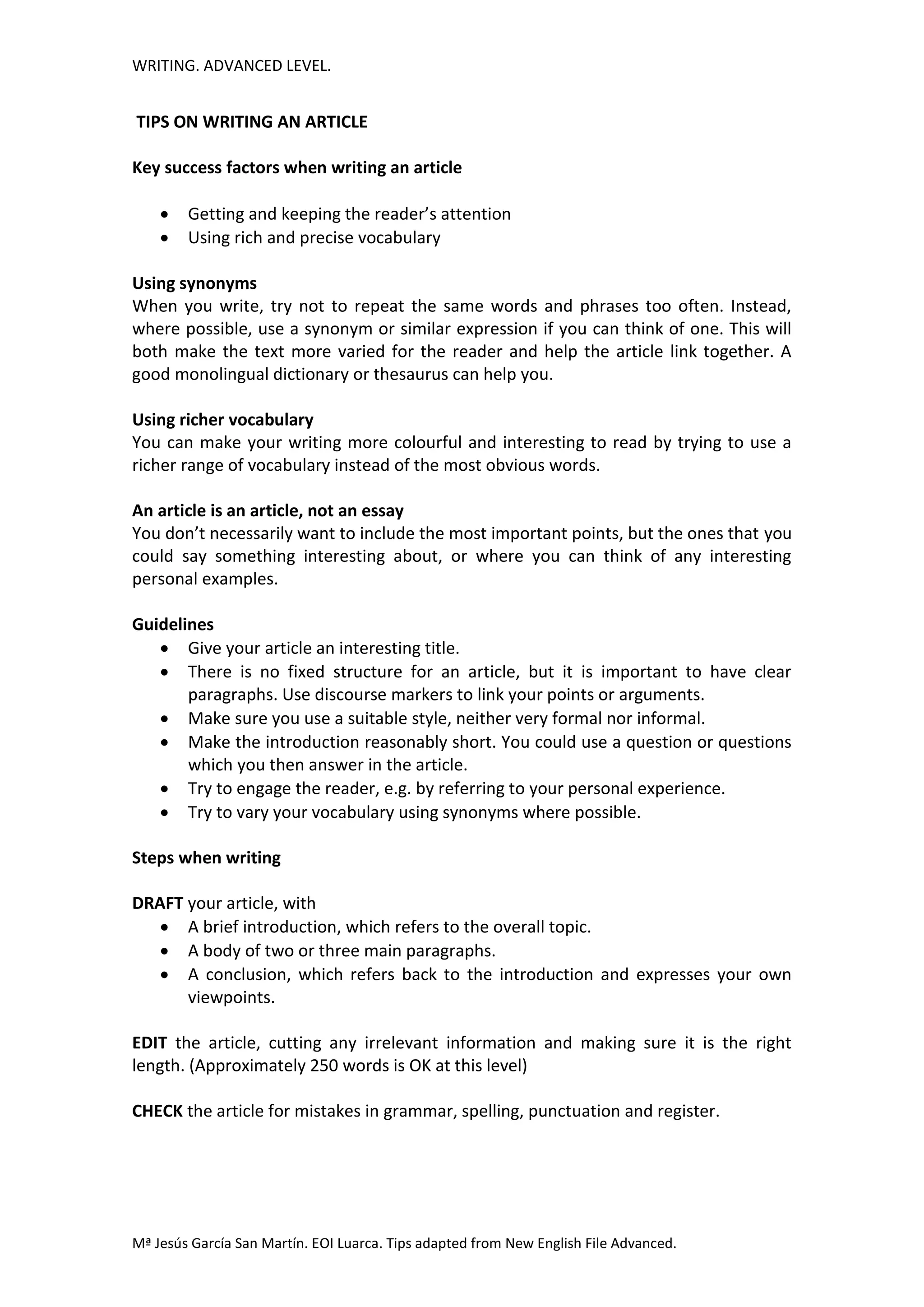 Tips on writing an article | PDF