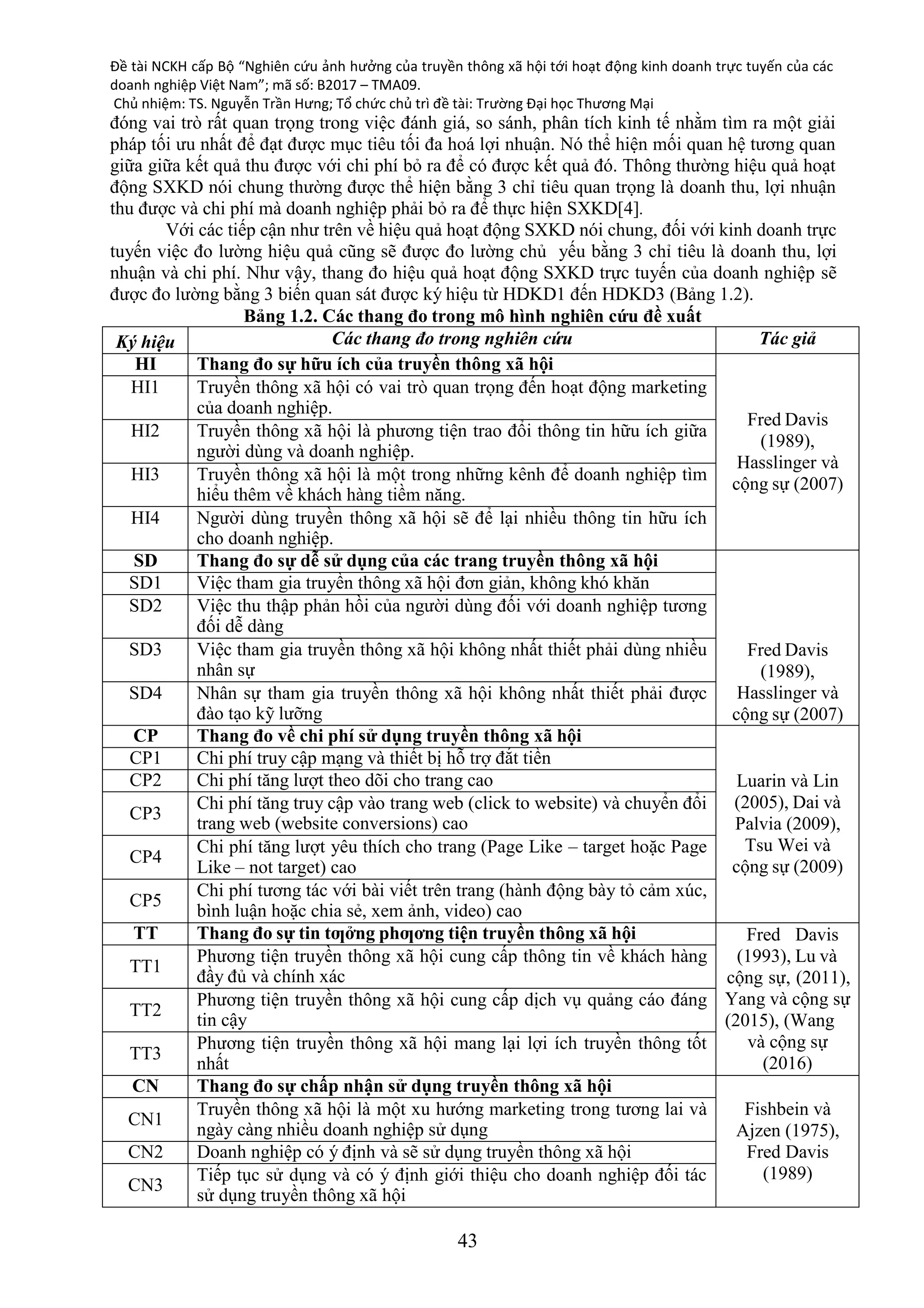Nghiên cứu ảnh hưởng của truyền thông xã hội tới hoạt động kinh doanh trực tuyến của các doanh ...