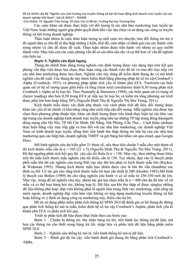 Nghiên cứu ảnh hưởng của truyền thông xã hội tới hoạt động kinh doanh trực tuyến của các doanh ...