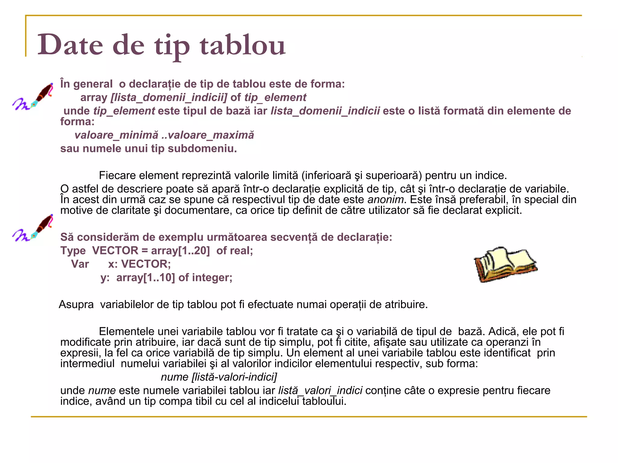Tipul tablou | PPT