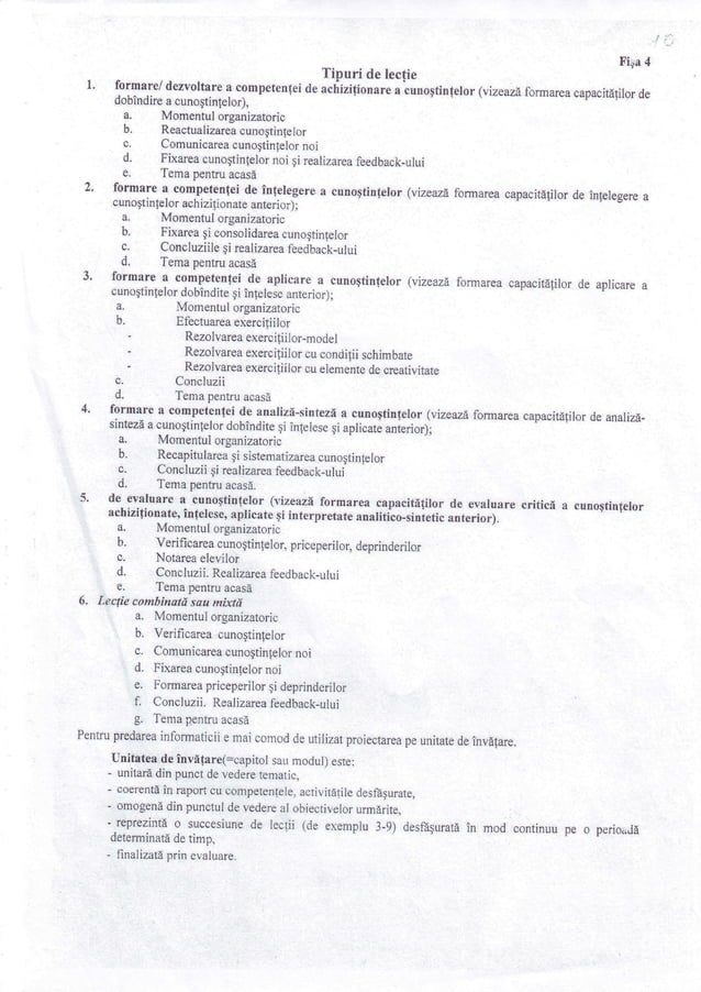 Tipuri de lectie | PDF