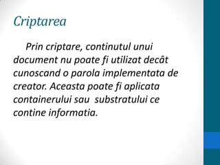 Tipuri de protectie a documentelor | PPT