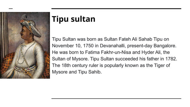 Tipu sultan explanation and information. | PPT
