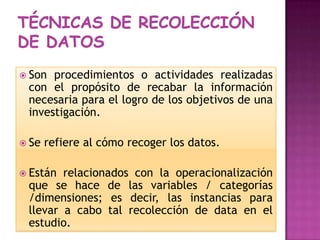 Técnicas e Instrumentos de Recolección de Datos | PPTX