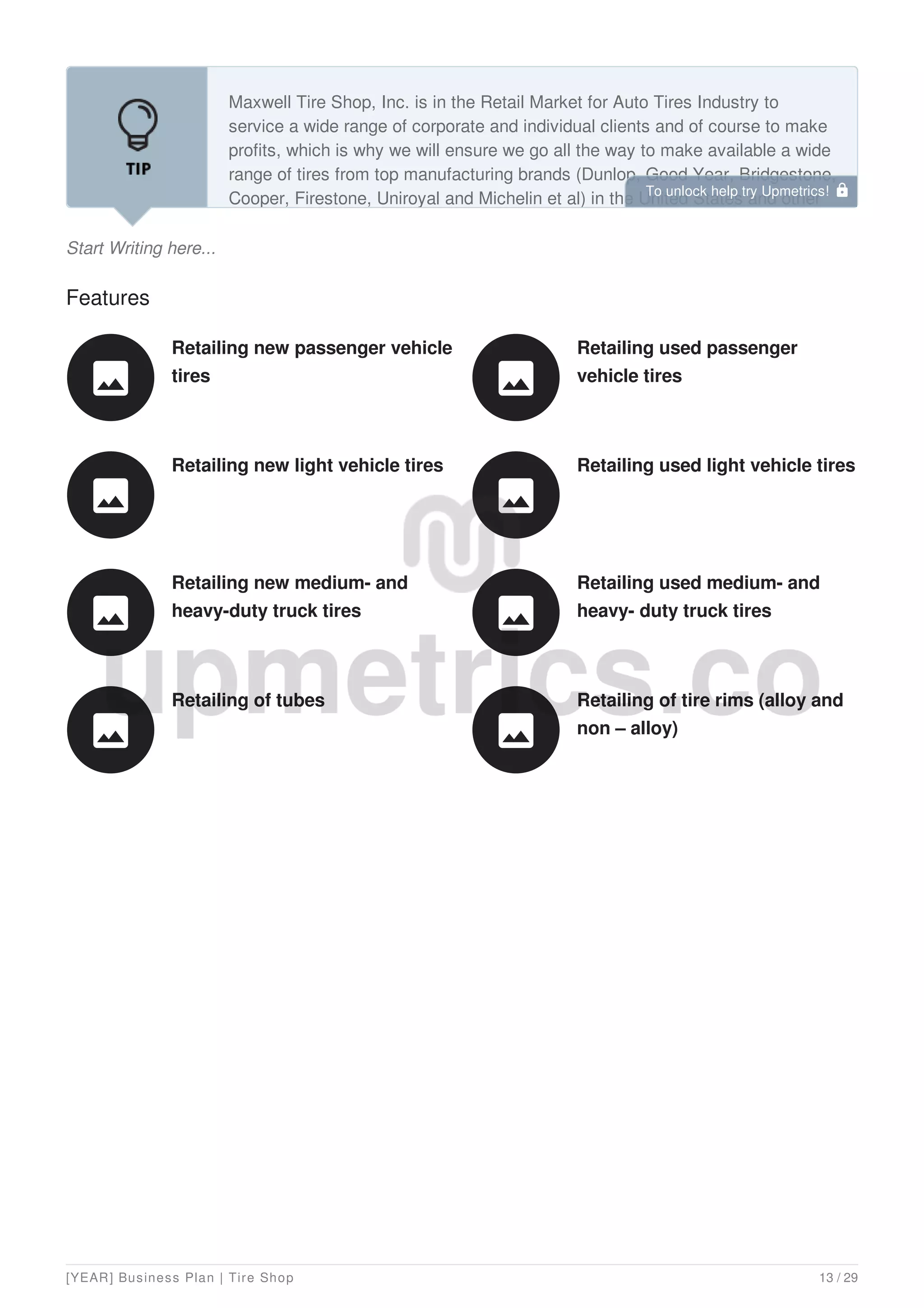Tire shop business plan example | PDF