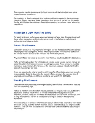 Tire fitment safety | PDF