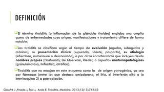 TIROIDITIS concepto fisiopatología diagnóstico tratamiento | PPTX
