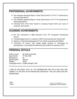 Tirtha Mal Resume | PDF