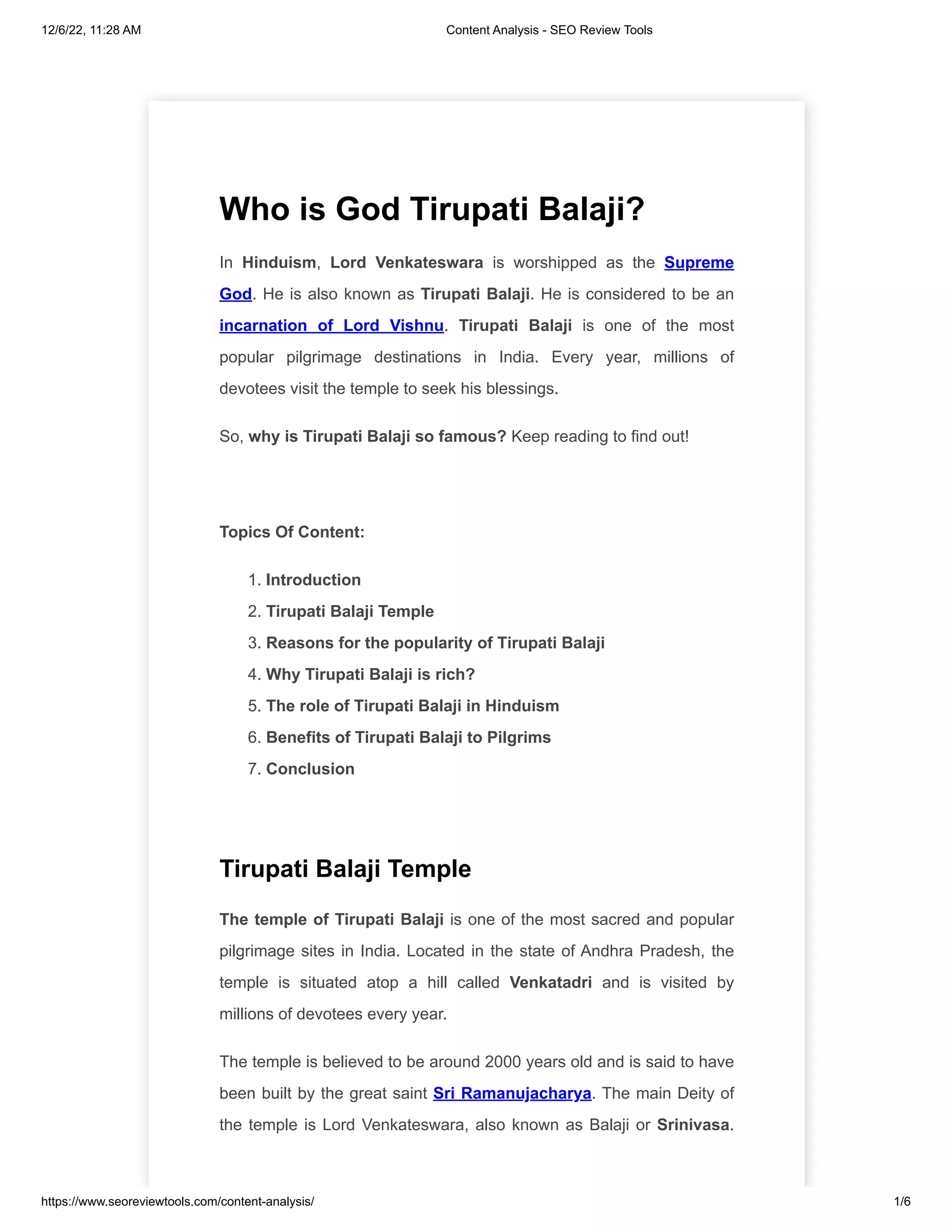 Tirupati Balaji.pdf | Hinduism | Religion & Spirituality