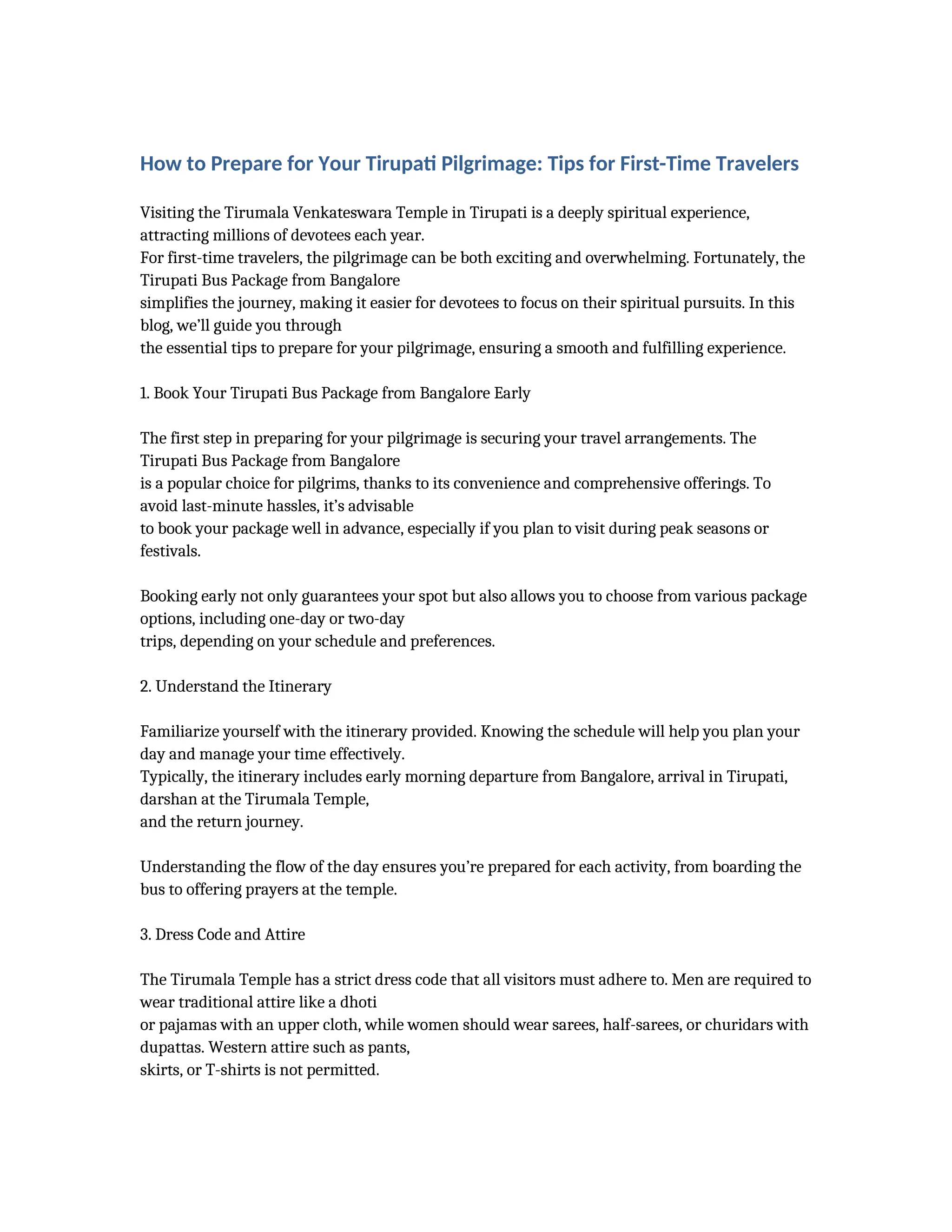 Tirupati_Pilgrimage_Preparation One day trip | DOCX