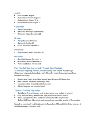 Tirupati Temple Festival Calendar 2025 ............... | DOCX