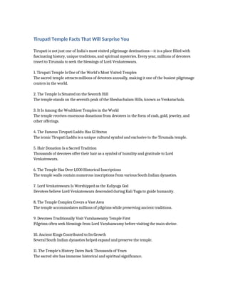 Fascinating Tirupati Temple Facts: History, Traditions & Spiritual ...