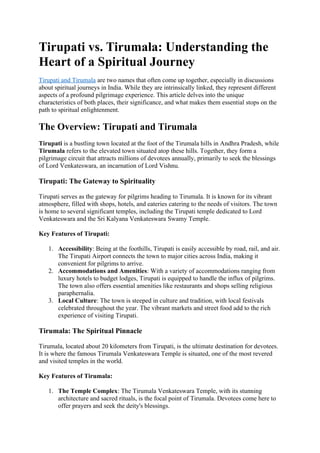 Tirupati vs Tirumala Tirupati vs. Tirumala: Understanding the Heart of ...