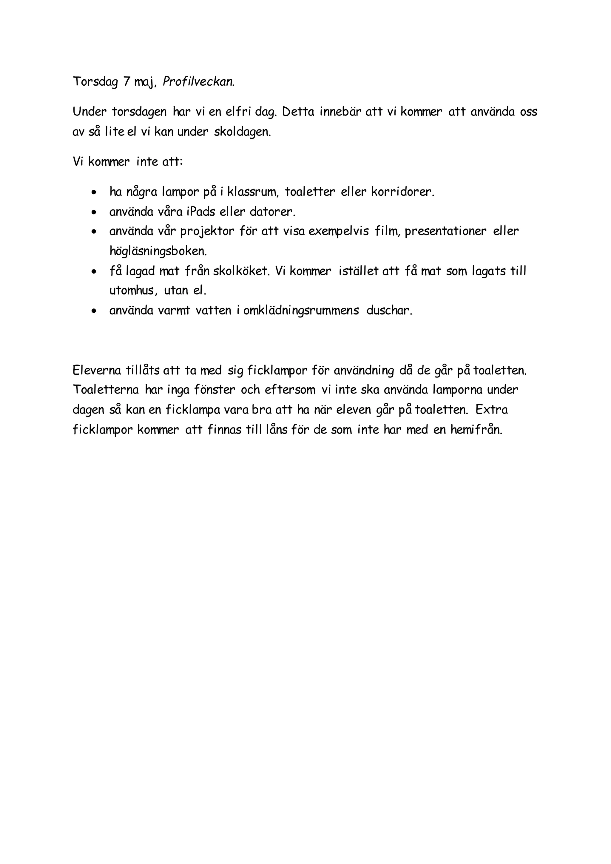 Torsdag - el-fri dag | PDF