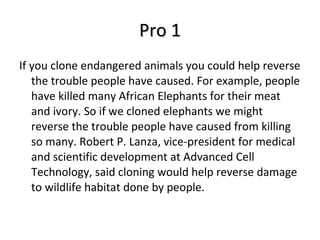 Tis endangered and or extinct species cloning | PPT