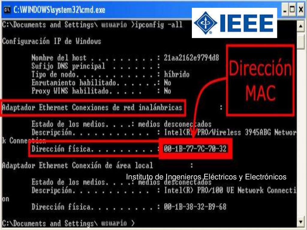 Dirección física o MAC