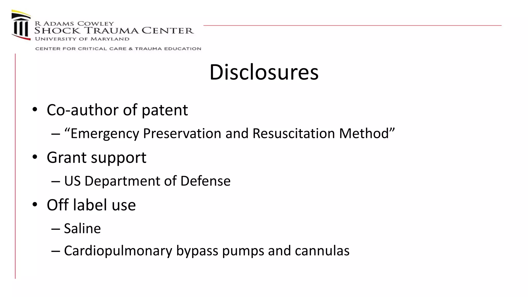 Exsanguinating trauma - from CPR to EPR | PPT