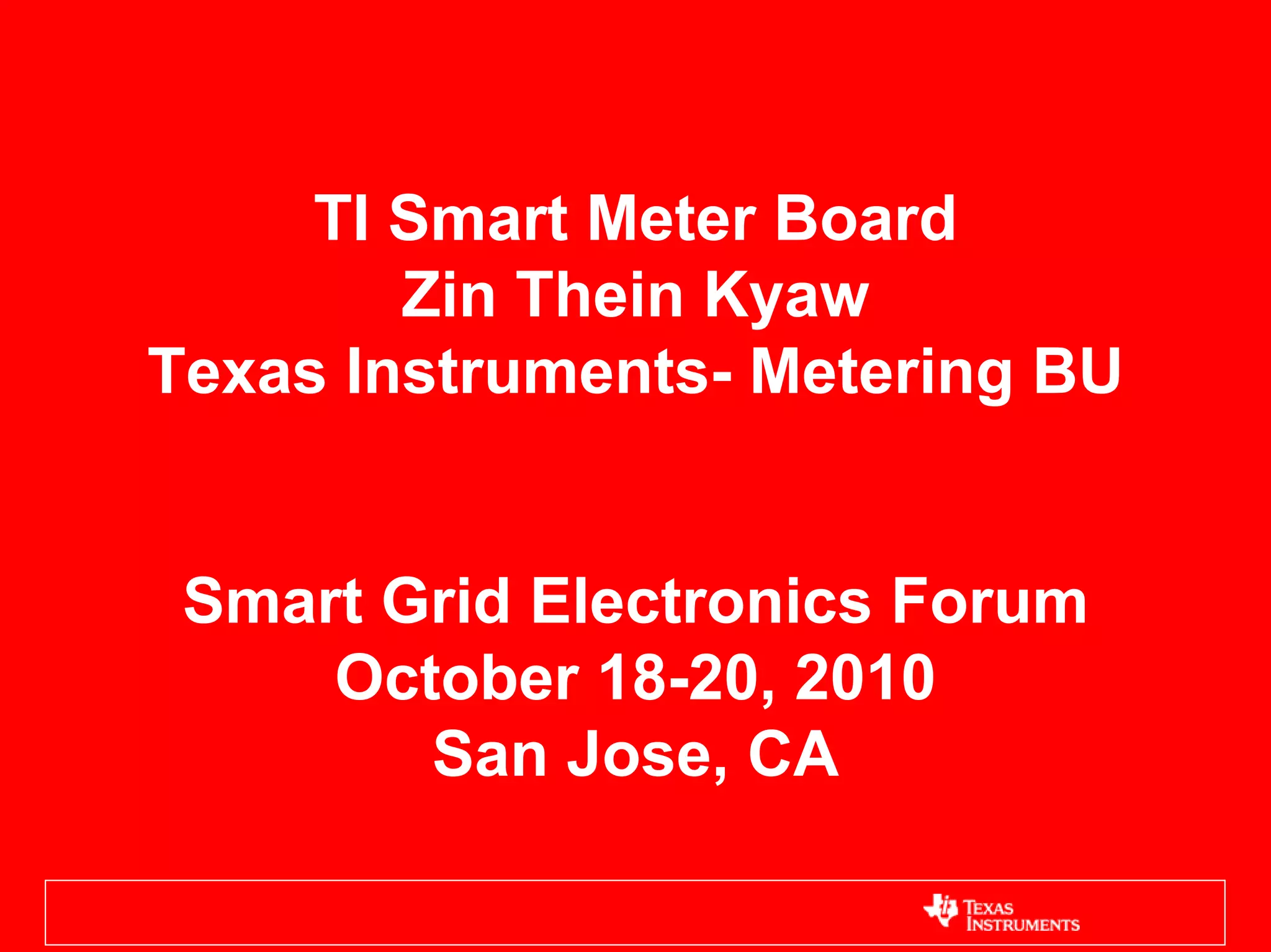 Texas Instruments Smart Meter Board | PDF