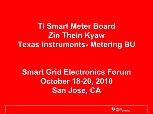 Texas Instruments Smart Meter Board | PPT