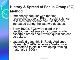 FGD as a method of data collection.jan 15 | PPTX | Science
