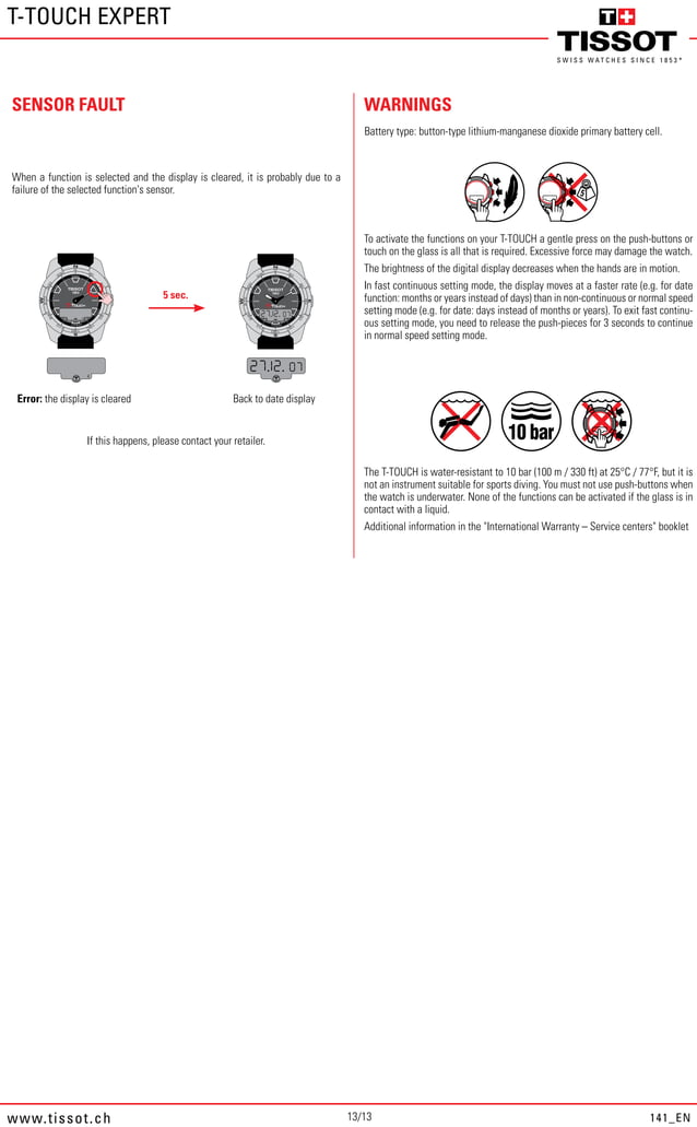 Tissot T-Touch Expert Titanium manual 141-en crop | PDF