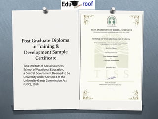 Tiss sve post graduate diploma in training and development | PDF