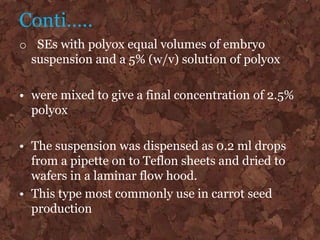somatic emryogenesis and synthetic seed production | PPTX