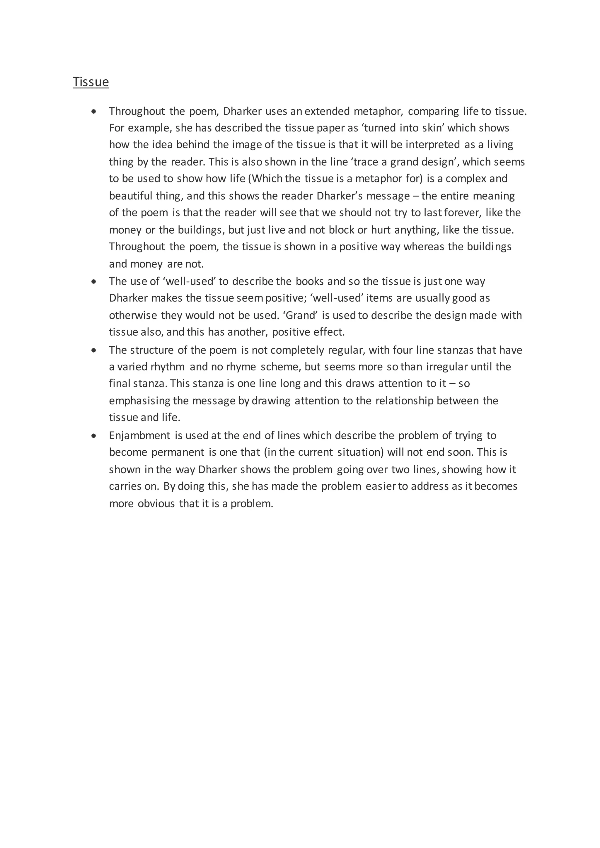 Tissue - Imtiaz Dharker | DOCX