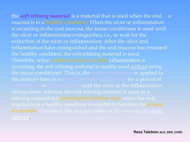 Tissue conditioner / Soft liner | PPTX