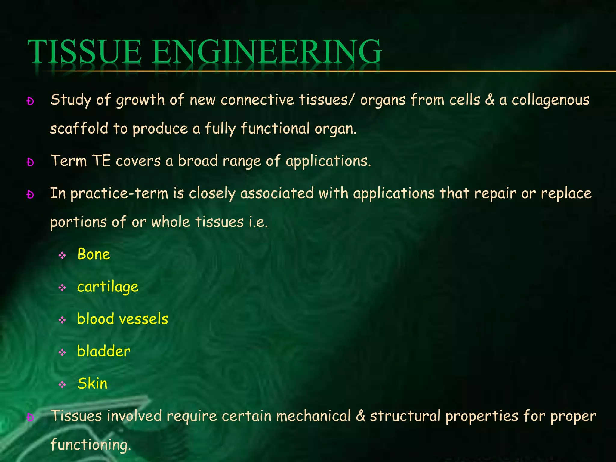 Tissue engineering and regenerative medicine | PPTX | Biological ...