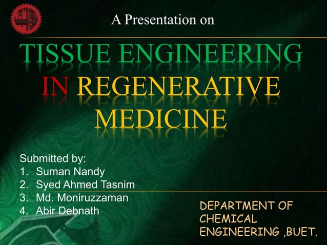 Tissue engineering and regenerative medicine | PPTX | Biological ...
