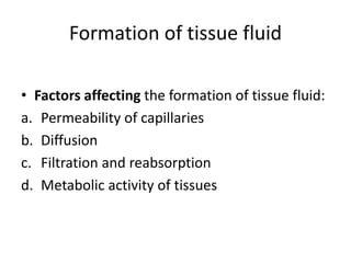 Tissue fluid formation & Edema slideshare | PPTX