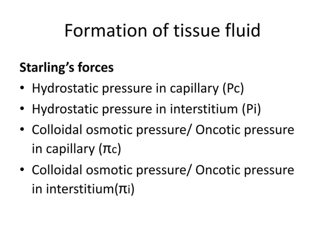Tissue fluid formation & Edema slideshare | PPTX