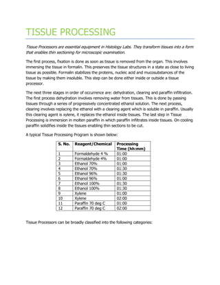 Tissue processing | PDF