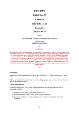 Tissue salt primer_schuessler | PDF