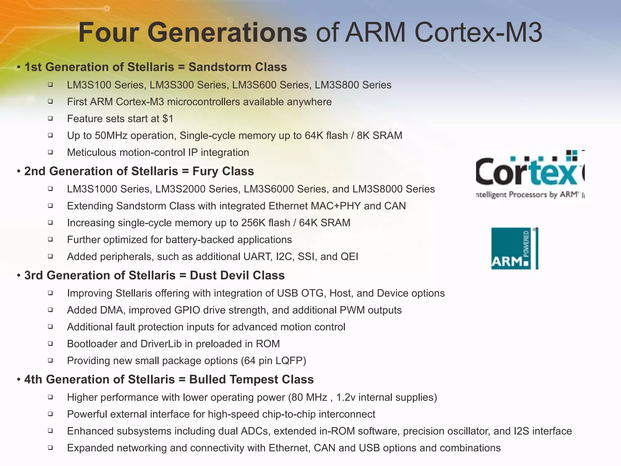 Stellaris® 9000 Family of ARM® Cortex™-M3 | PPT