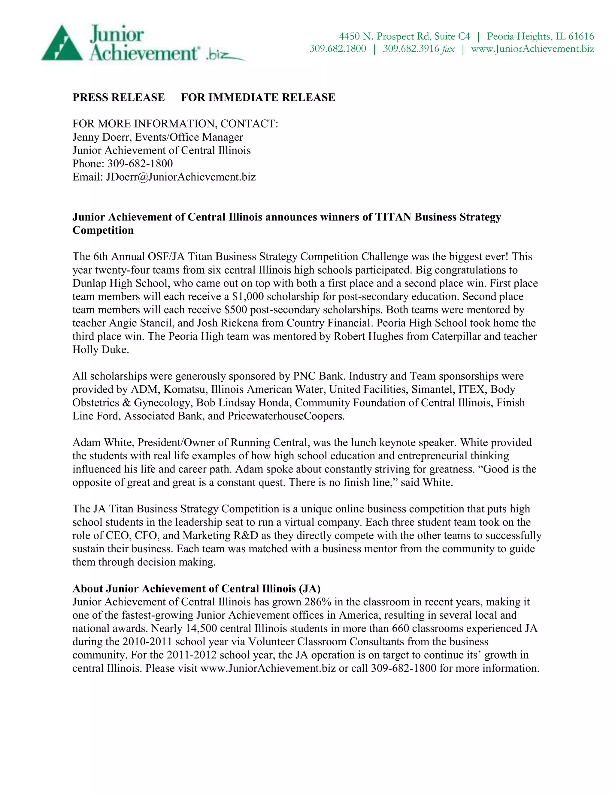 Titan 2012 Press Release | PDF