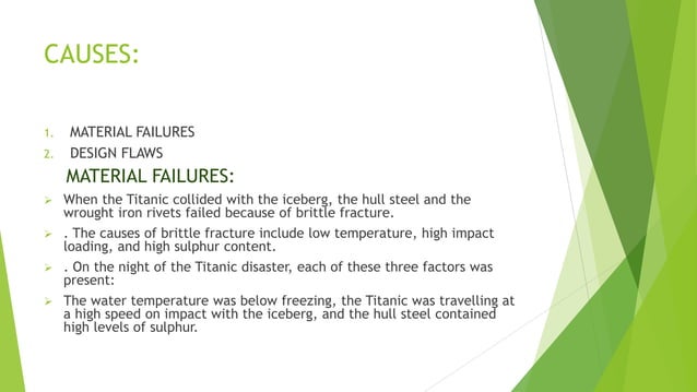 Titanic disaster causes | PPTX | Cruises | Travel Type