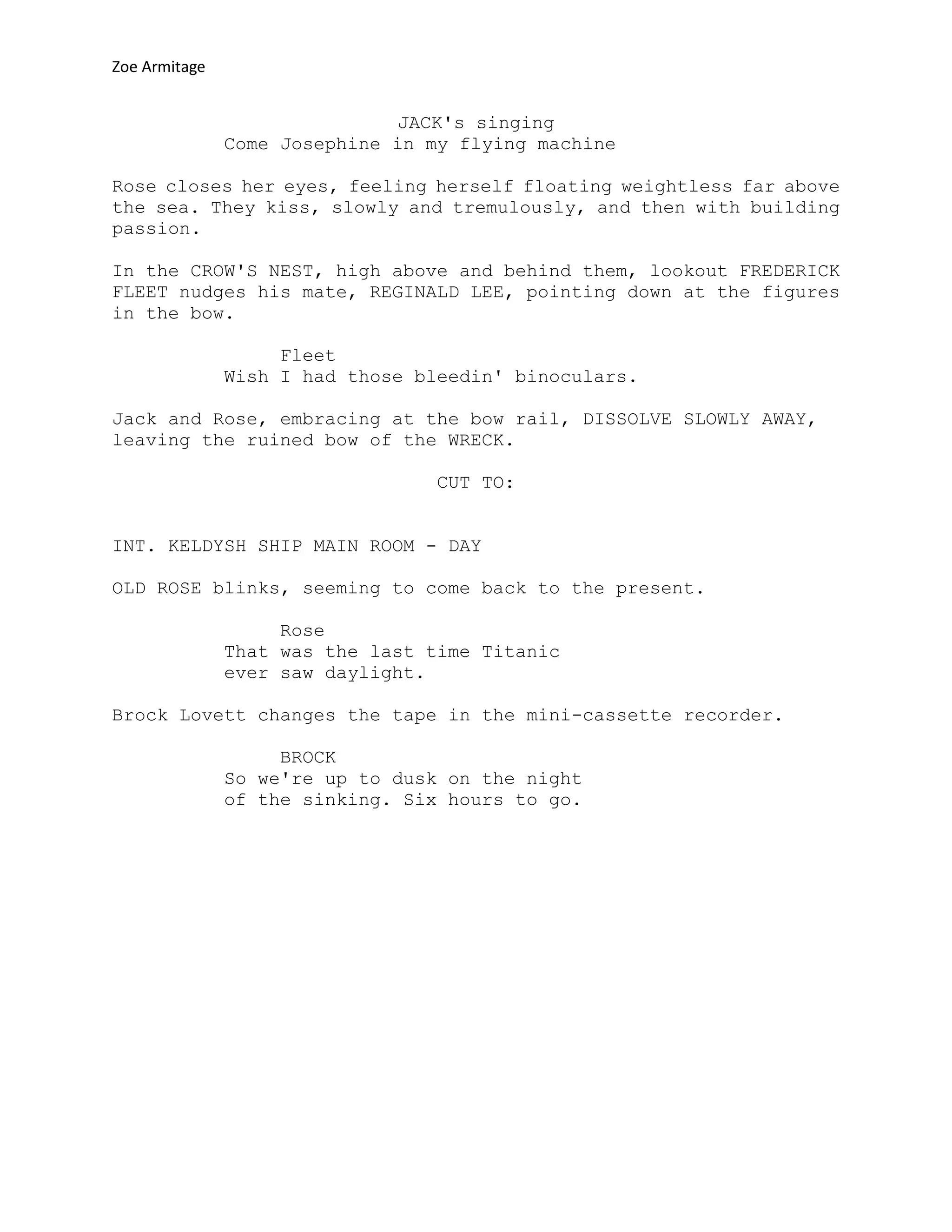 Titanic incorrect script | DOCX