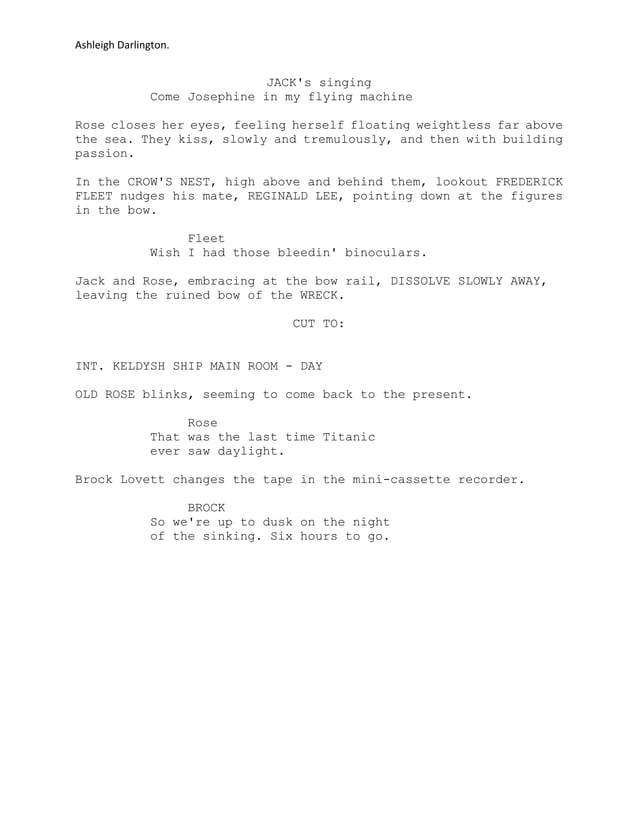 Titanic incorrect script | DOCX